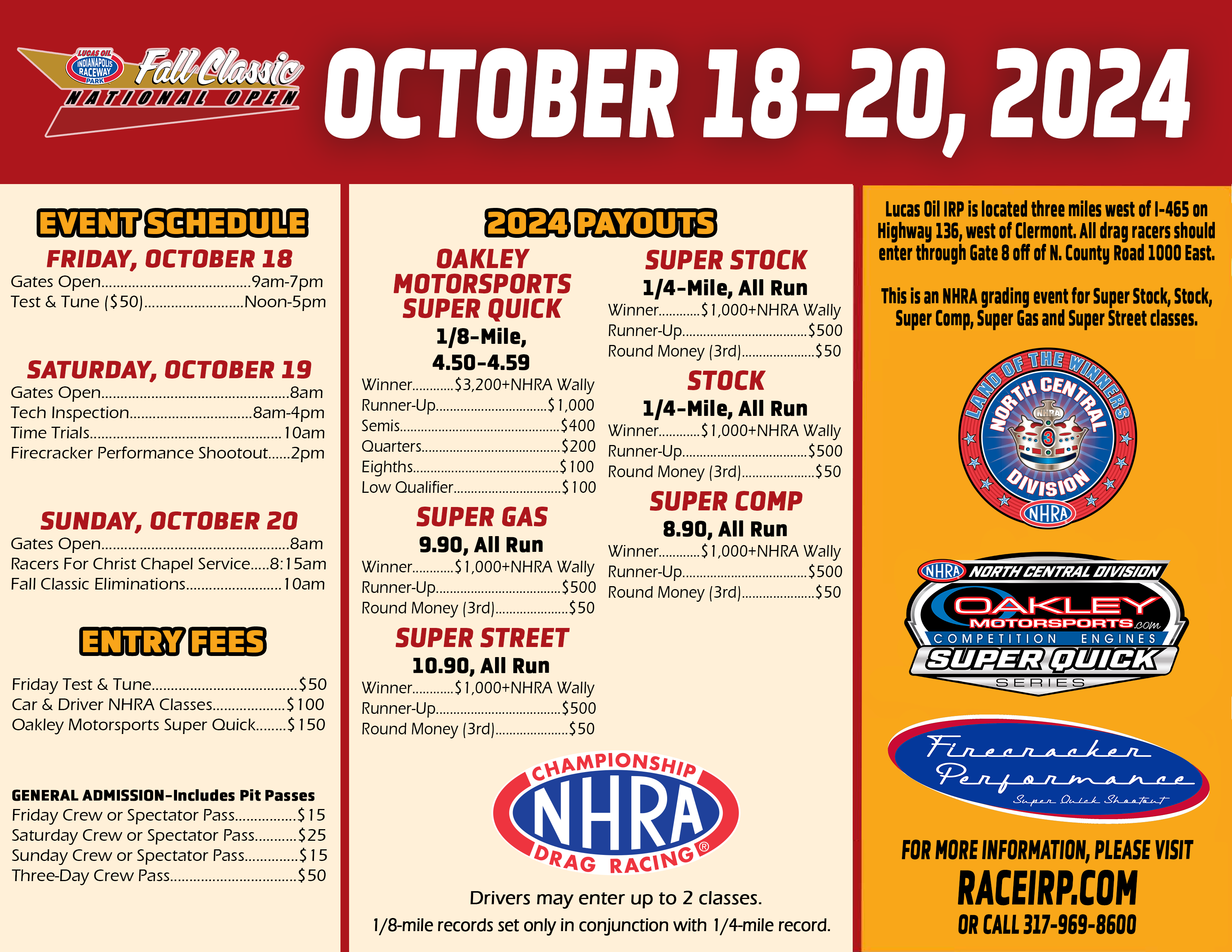 NHRA Division 3 Fall Classic | October 18 - 20, 2024 - Lucas Oil ...
